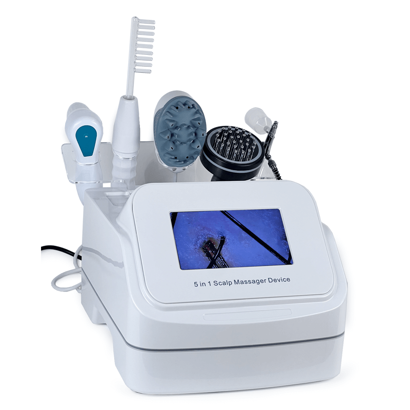 Hair scalp treatment machine with hair follicle magnification