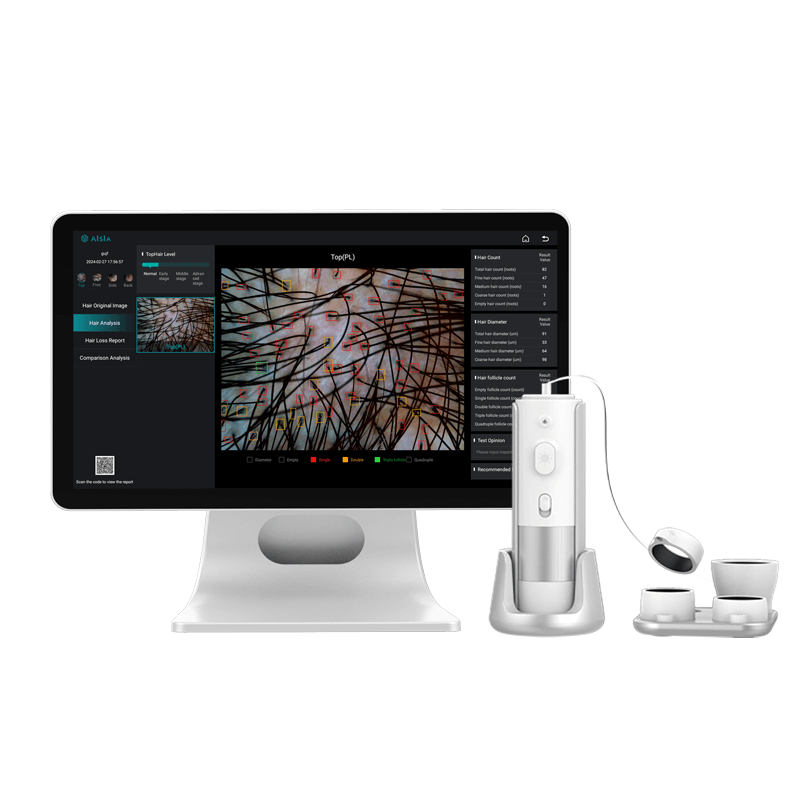 AI hair scalp analyzer automatic scanning hair and scalp with report